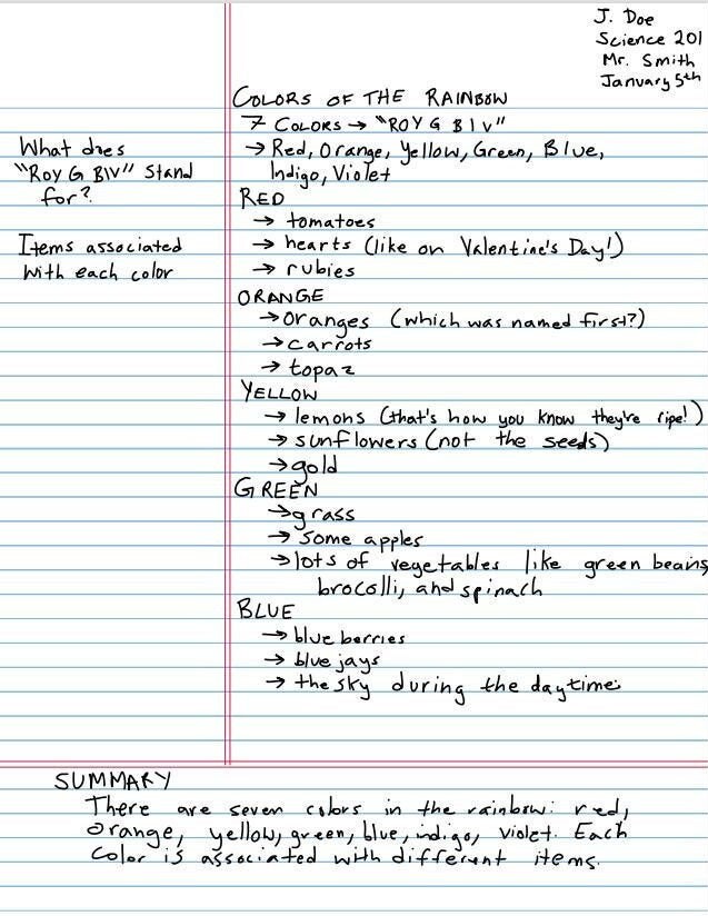 Cornell Notes Notetaking Template - Printable College Ruled Lined ...