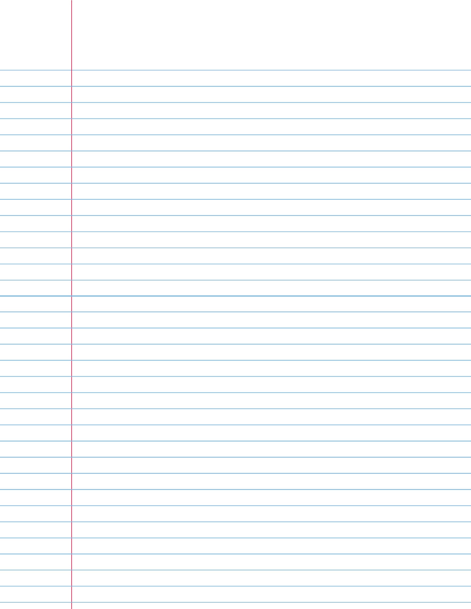 Printable College Ruled Lined Notebook Paper With Margins - Double ...