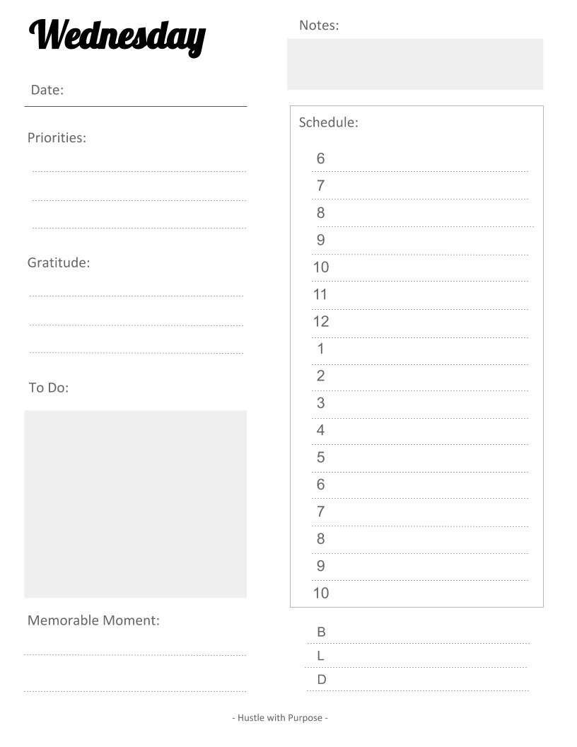 Daily Planner Template (7 Days) - 5 Colors Included - Etsy