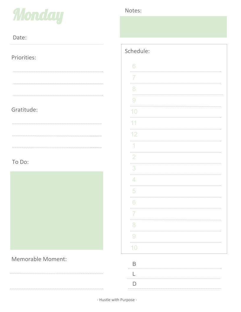 Daily Planner Template (7 Days) - 5 Colors Included - Etsy