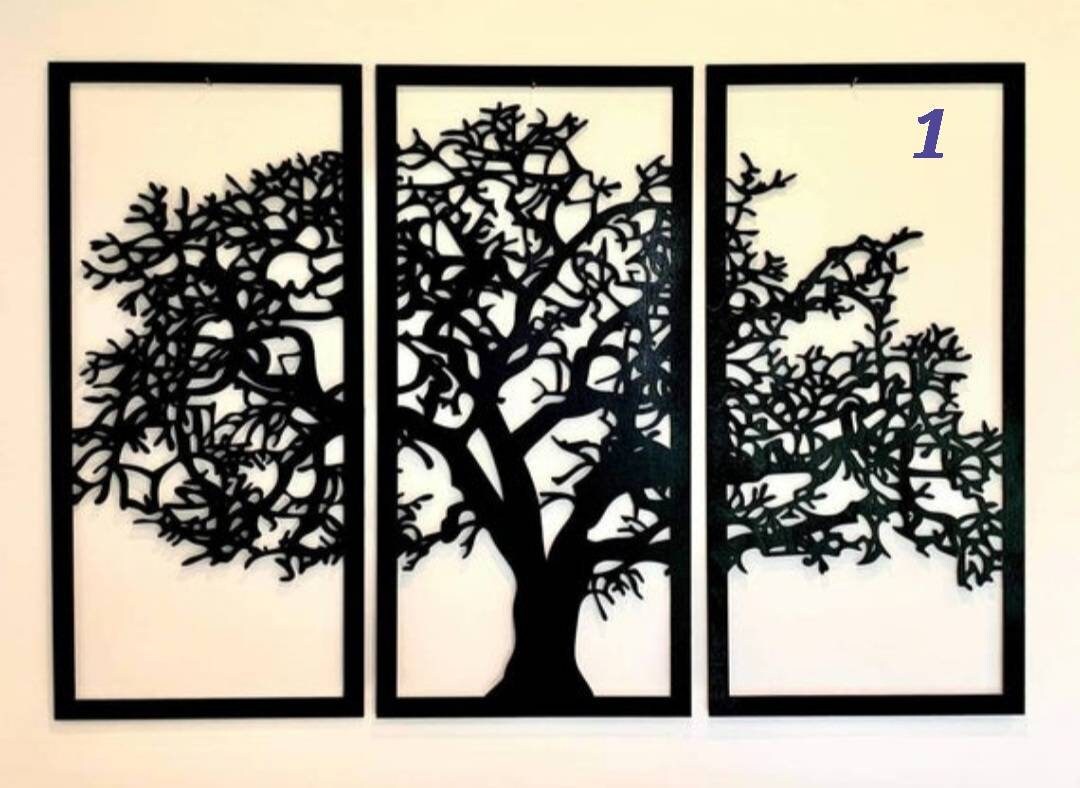Wall Decoration Wooden Tryptic Wooden Tree - Etsy
