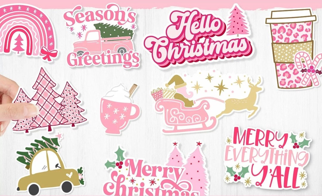 Pink Christmas Sticker Set - Etsy