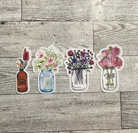 Flowers in a Jar Sticker Set / Flowers in a Mason Jar Sticker - Etsy