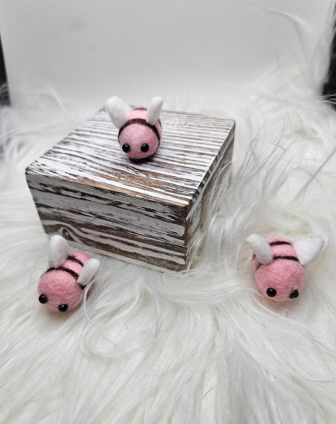 Save the Bees! Small Wool Felted Bee With Pet Carrier, Crochet Flower ...