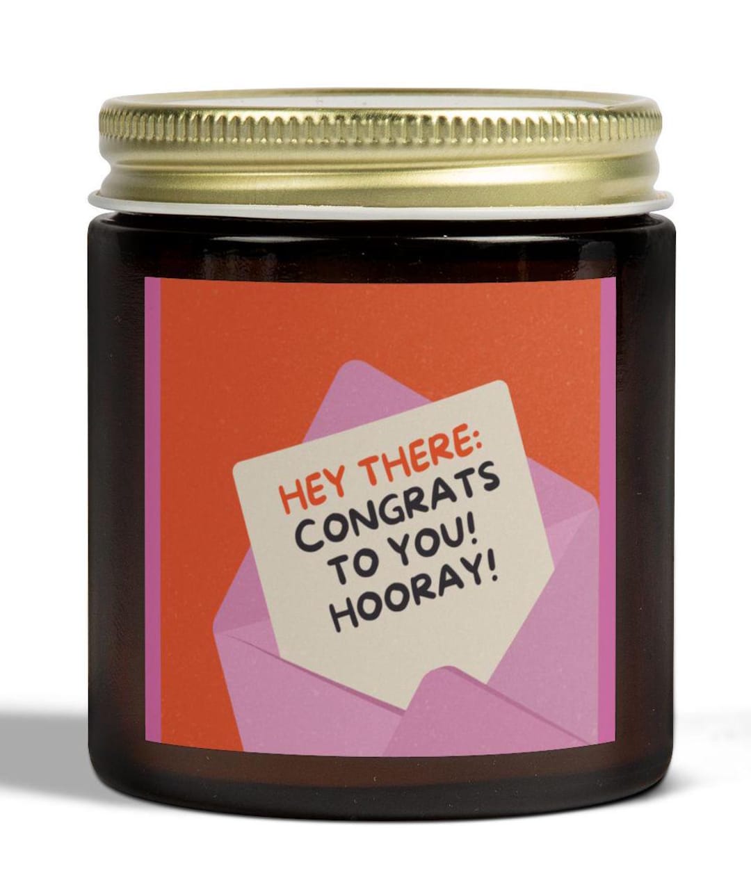 Congratulations Candle, Coconut Apricot Wax (4oz, 9oz) - Hooray Message ...
