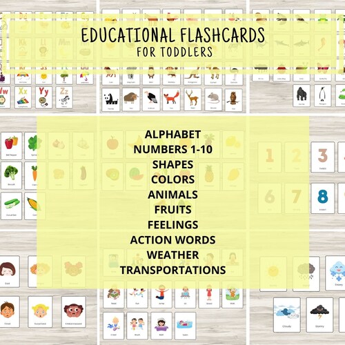 Printable Educational Flash Cards for Toddlers Instant | Etsy