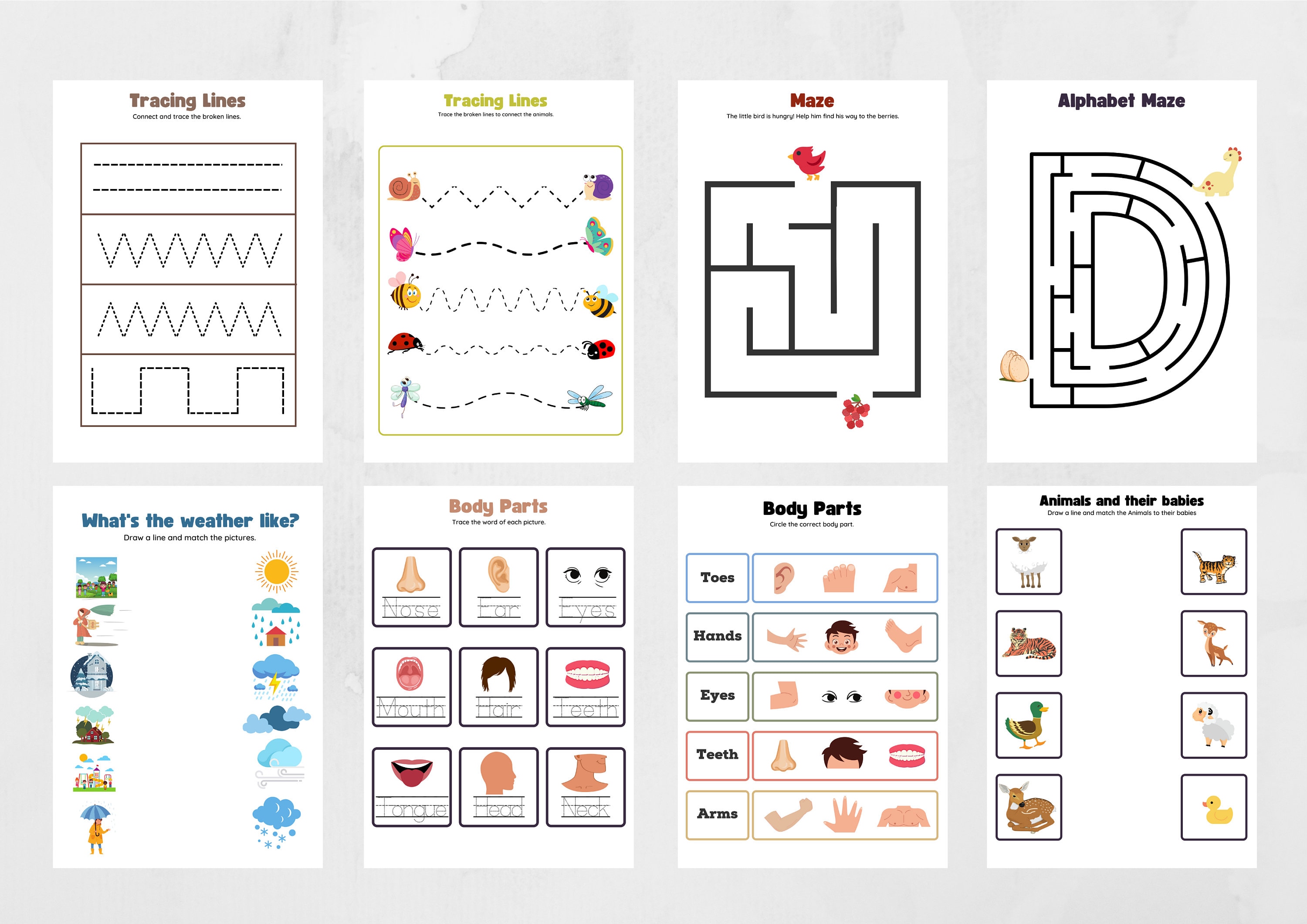 288 Printable Toddler Worksheets Toddler Workbook - Etsy