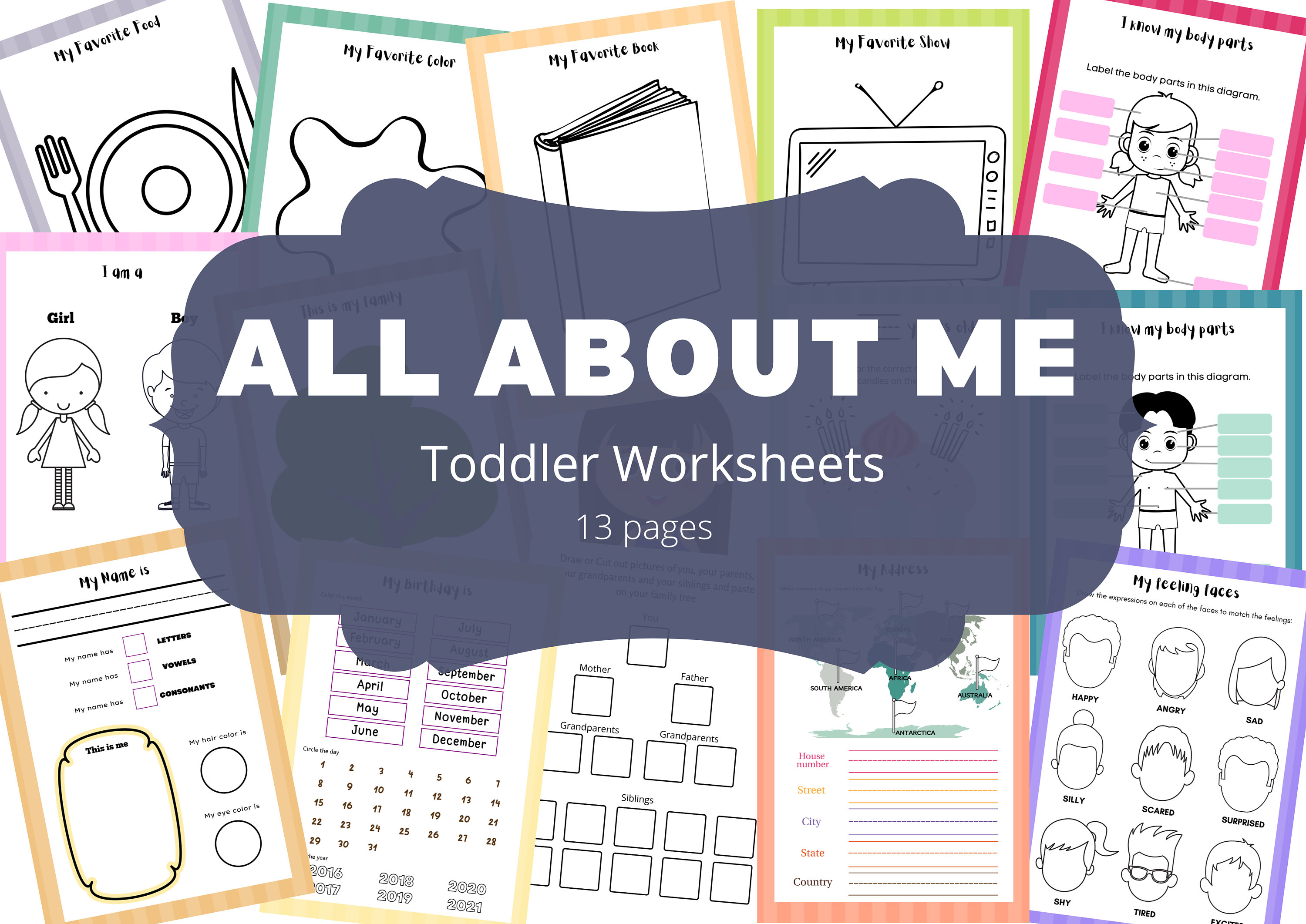 All About Myself Worksheets for Toddlers | Pre K | Kindergarten ...