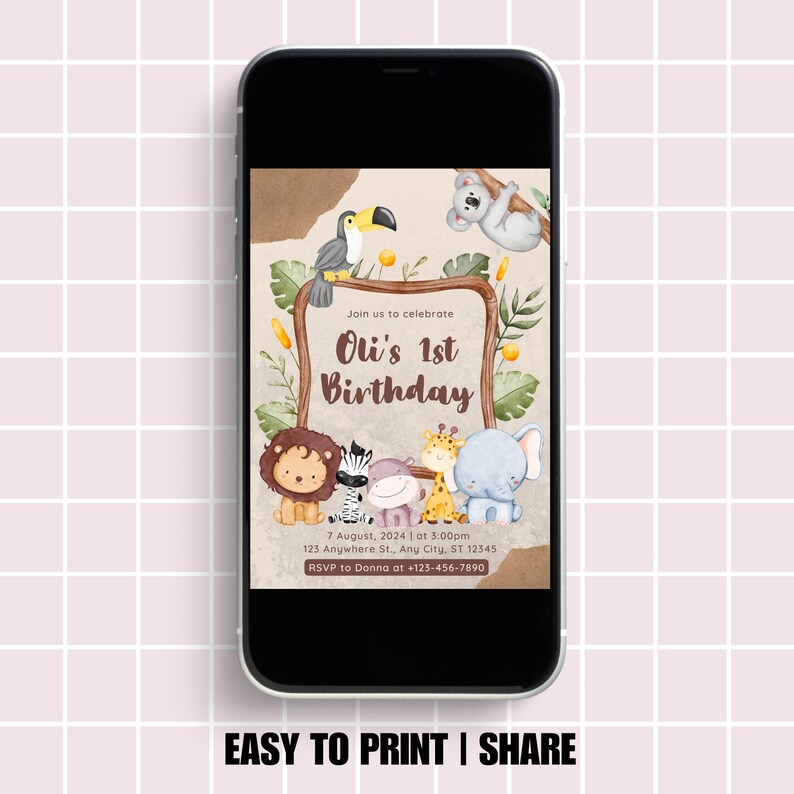 Editable Safari Themed Invitation | Editable Canva | Safari Birthday ...