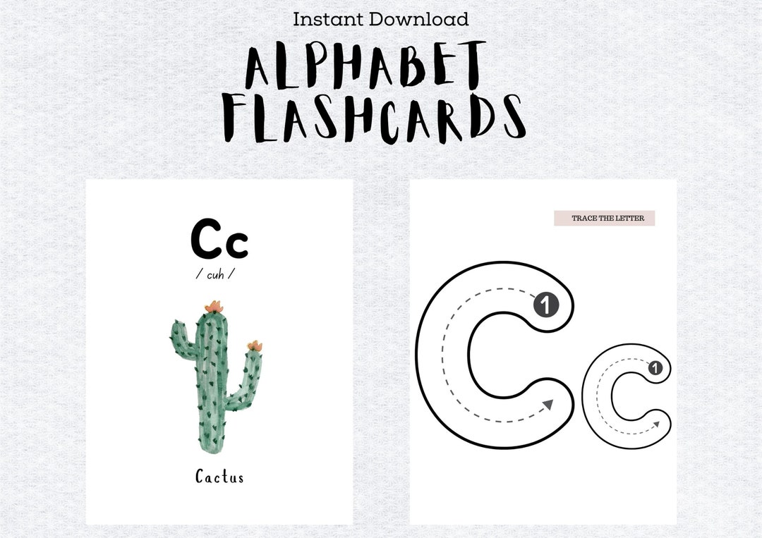 Printable Alphabet Flashcards: Montessori Phonics Tracing (instant ...