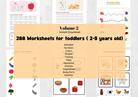288 Printable Toddler Worksheets Toddler Workbook - Etsy