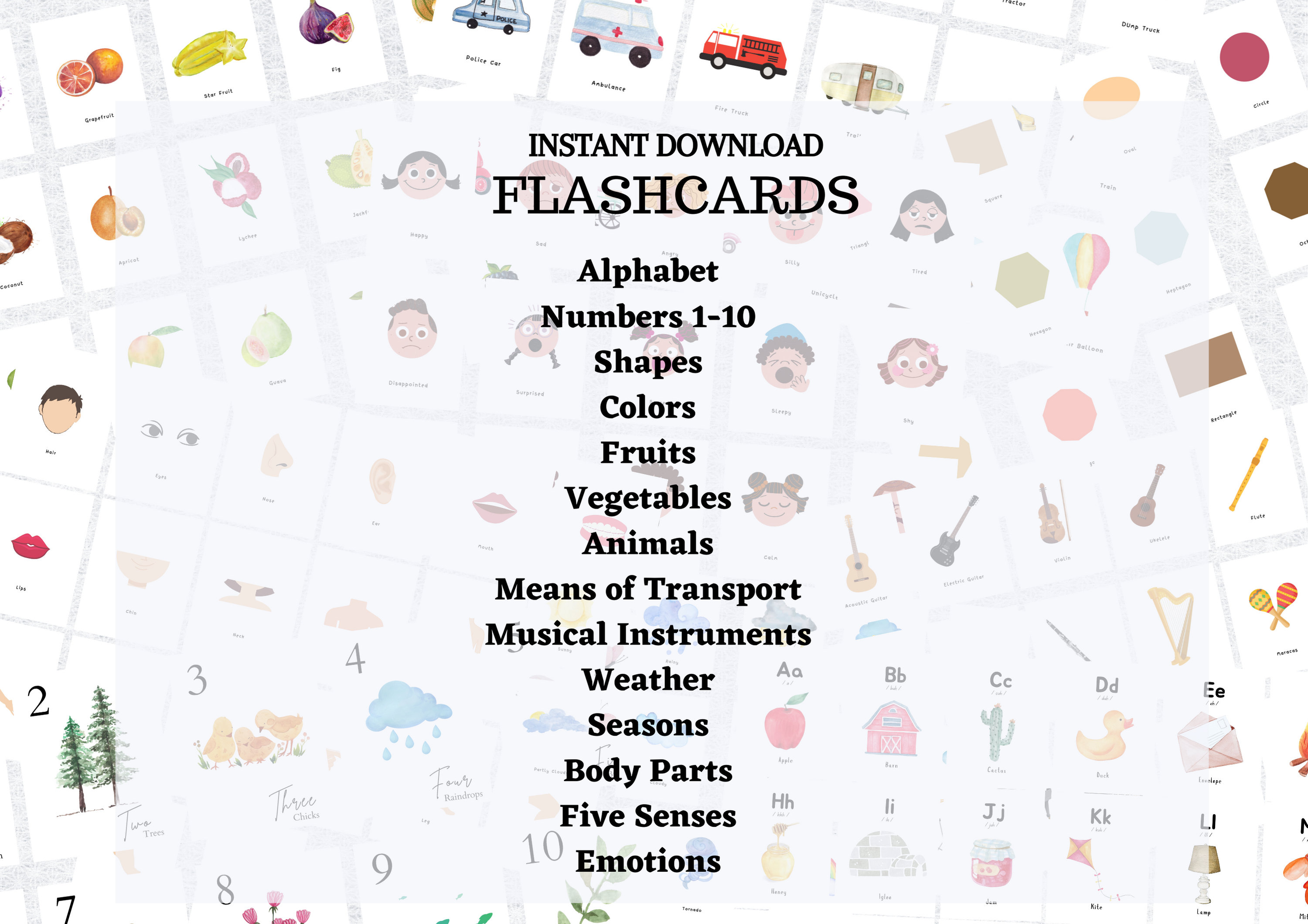300 Printable Educational Flashcards for Toddler Preschool - Etsy