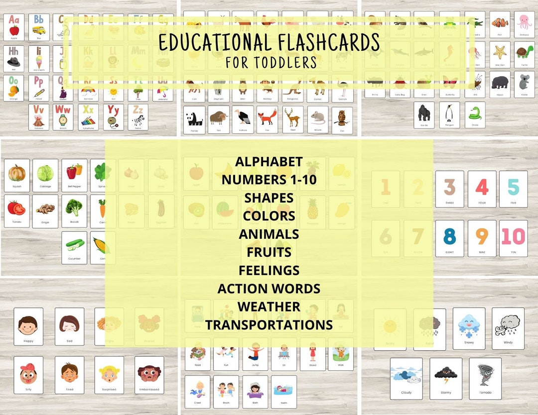 Toddler Flash Cards: Alphabet, Numbers, Shapes (digital Download) - Etsy