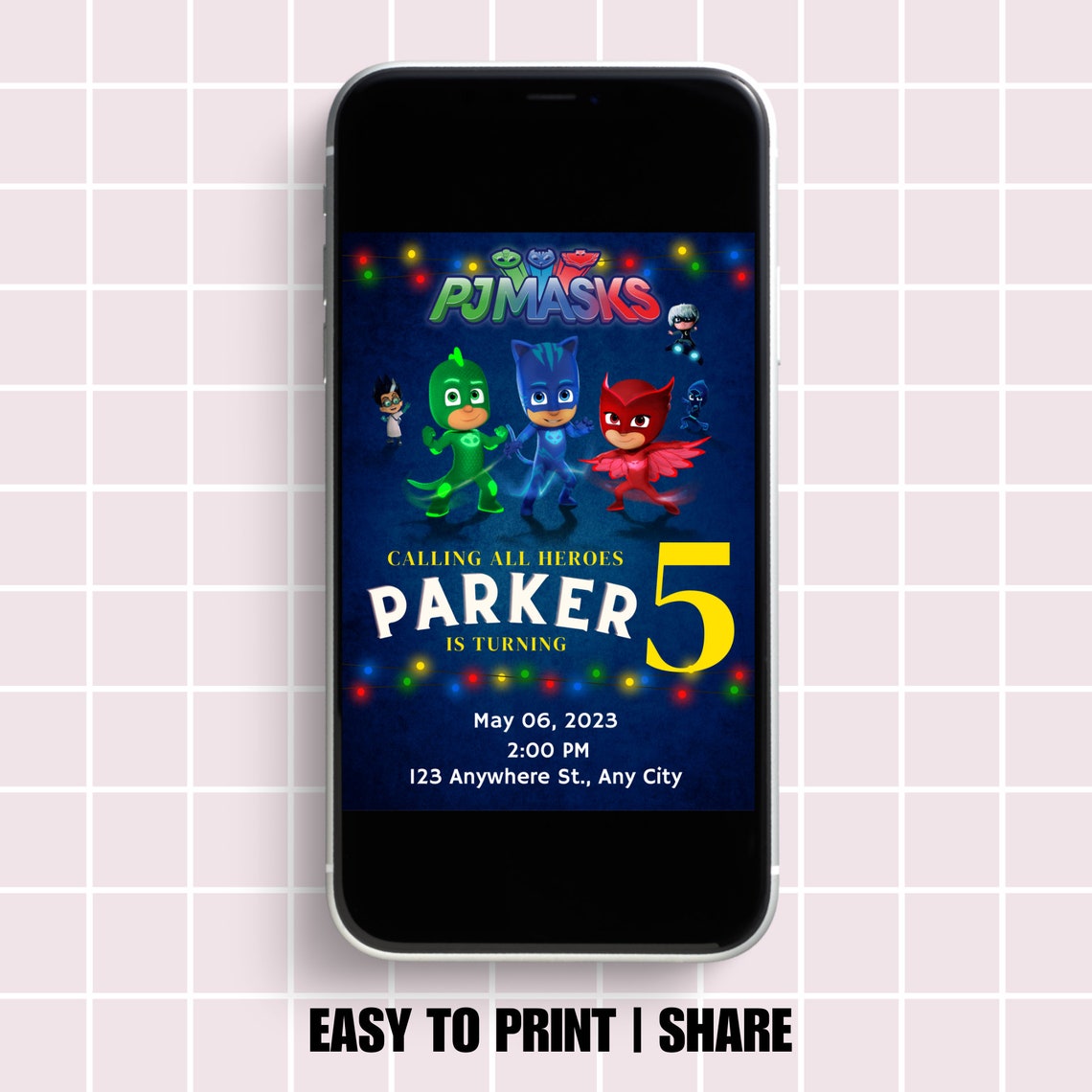 Editable PJ Masks Invitation | PJ Masks Birthday Invitation | PJ Masks ...