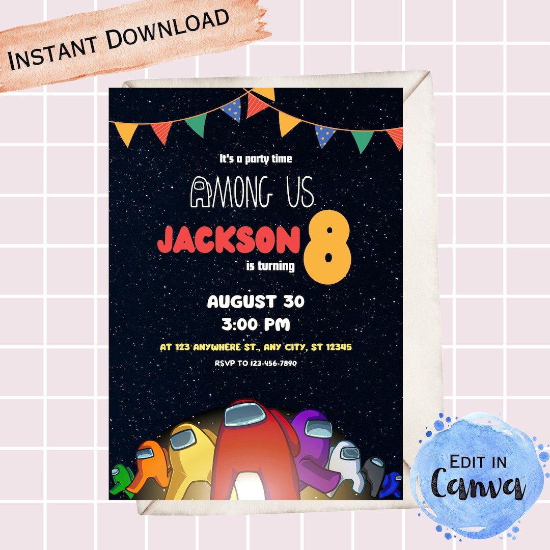 Editable Among Us Birthday Invitation: Canva Template (instant Download ...
