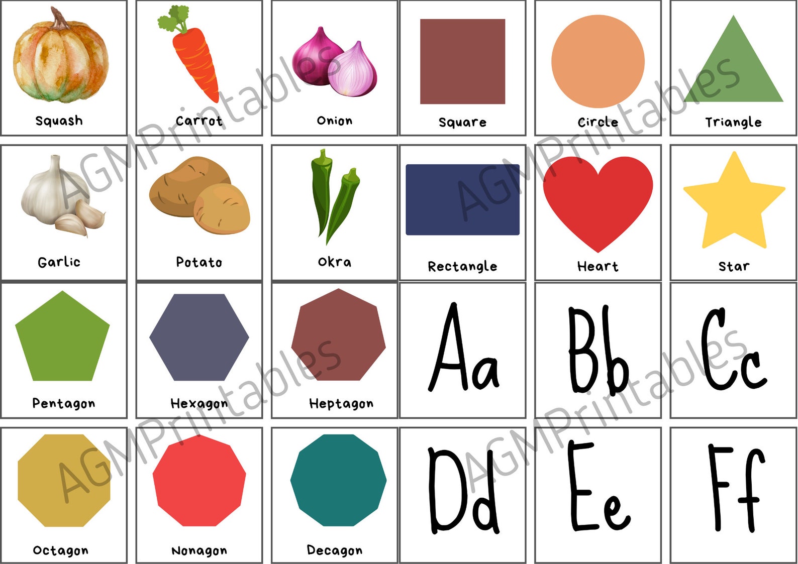 Printables Flash Cards for Toddlers Animals, Fruits, Vegetables, Shapes ...