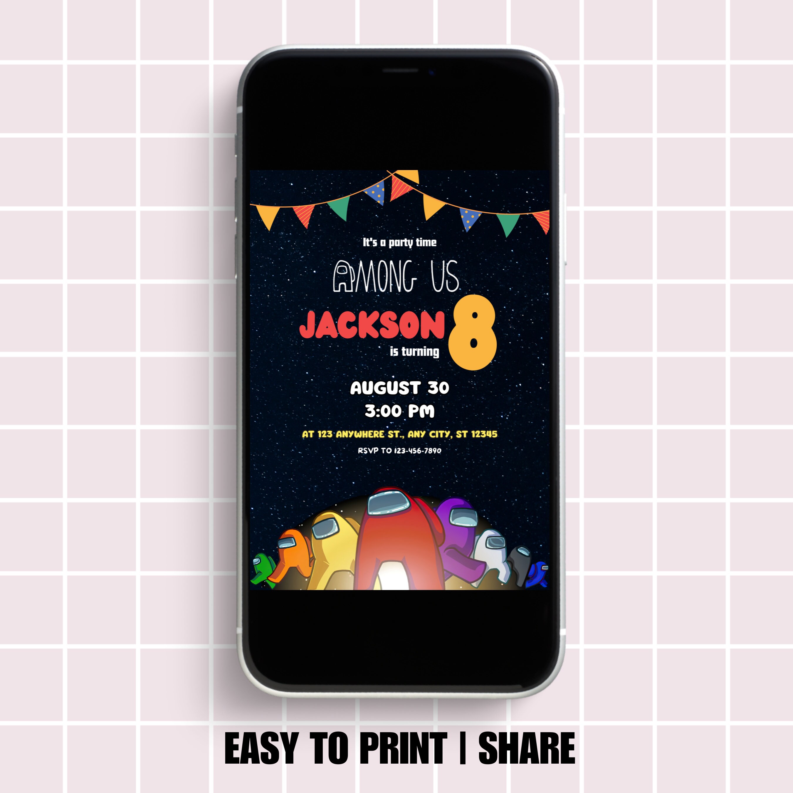 Editable Among Us Birthday Invitation: Canva Template (instant Download ...