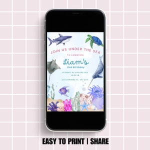 Editable Ocean Animals Invitation | Ocean Animals Birthday Invitation ...