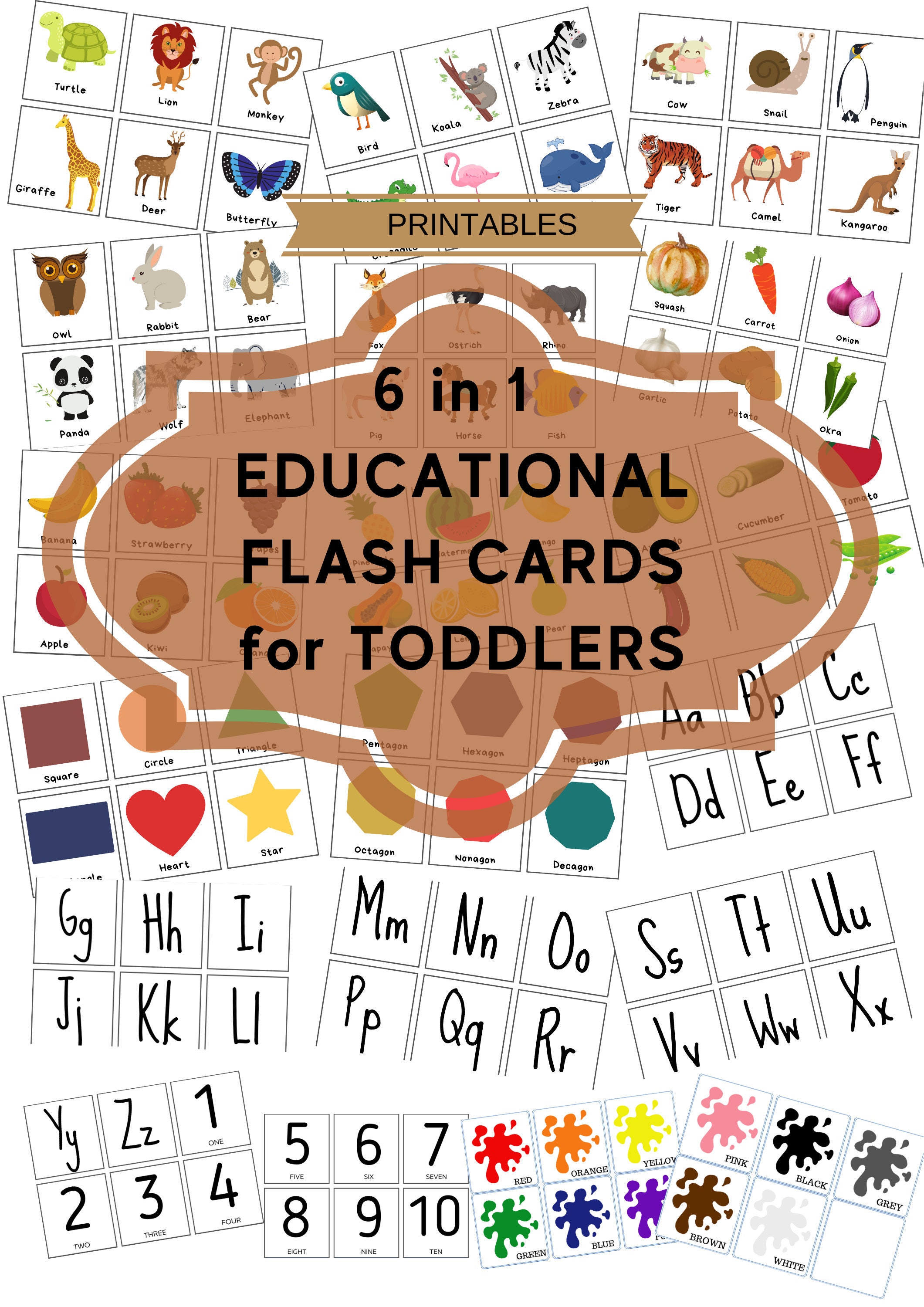 Printables Flash Cards for Toddlers Animals, Fruits, Vegetables, Shapes ...