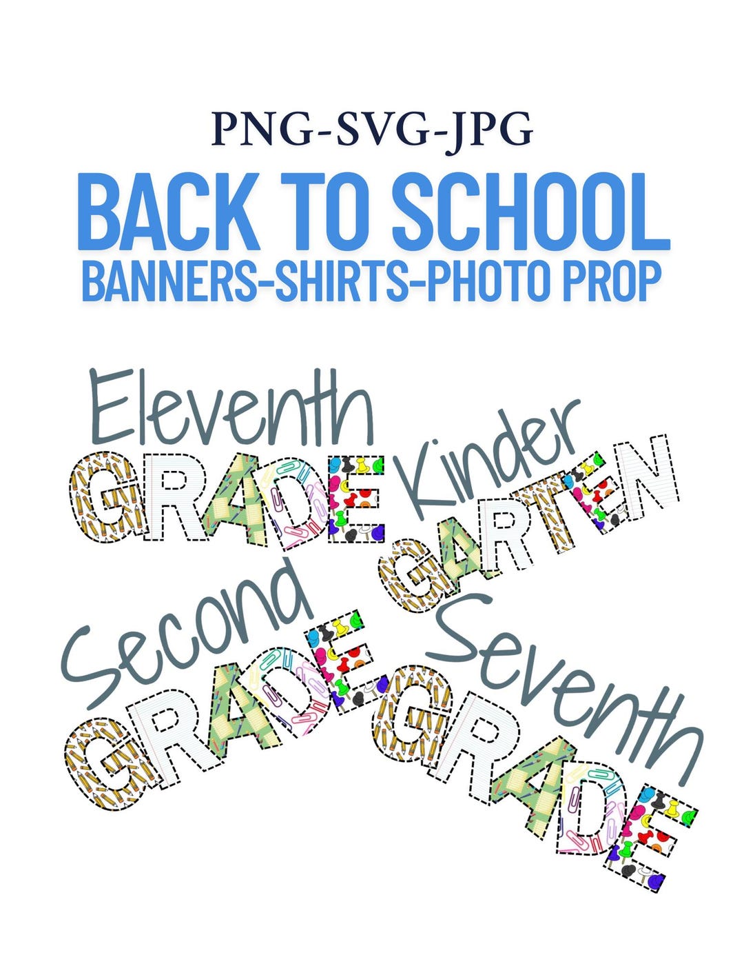 Cute Grade Level Font Bundle | K-12 | Back to School T-shirt, Banners ...