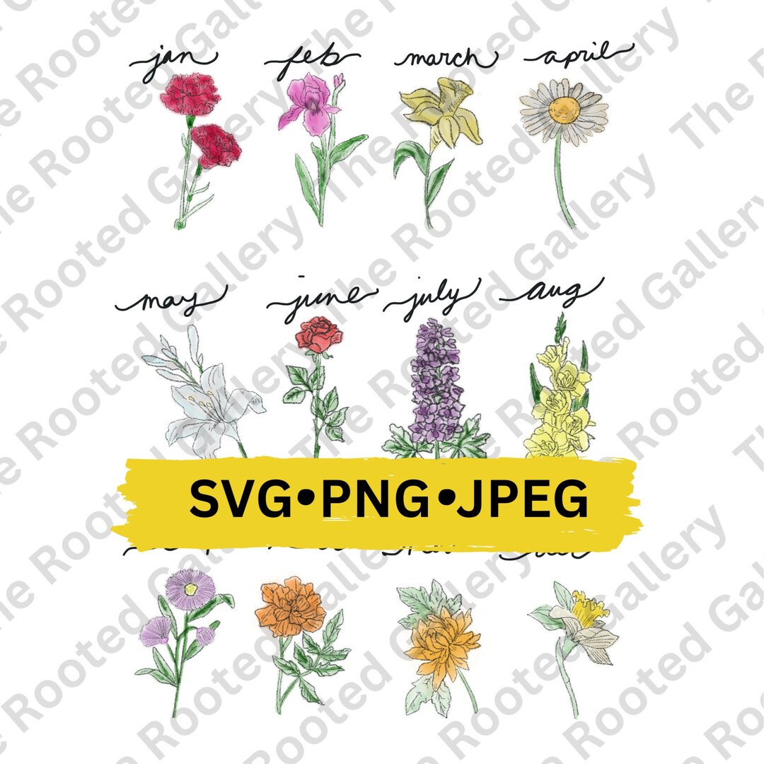 Birth Month Flower Png Wildflowers Svg Birth Month Flower - Etsy