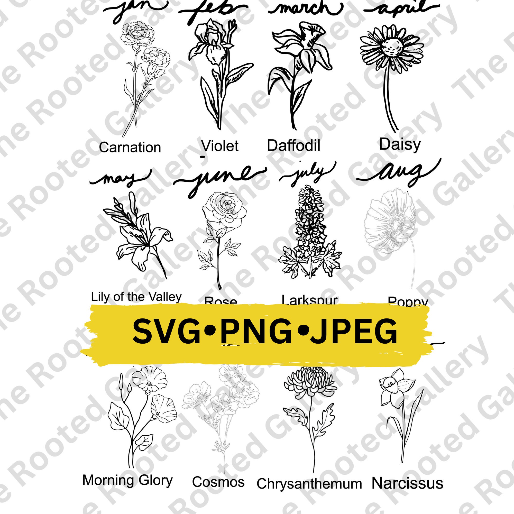 Birth Month Flower Png Wildflowers Svg Birth Month Flower - Etsy