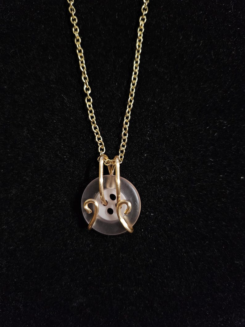 Pink Button Pendant Necklace (14") | Handmade Wire-wrapped Button ...