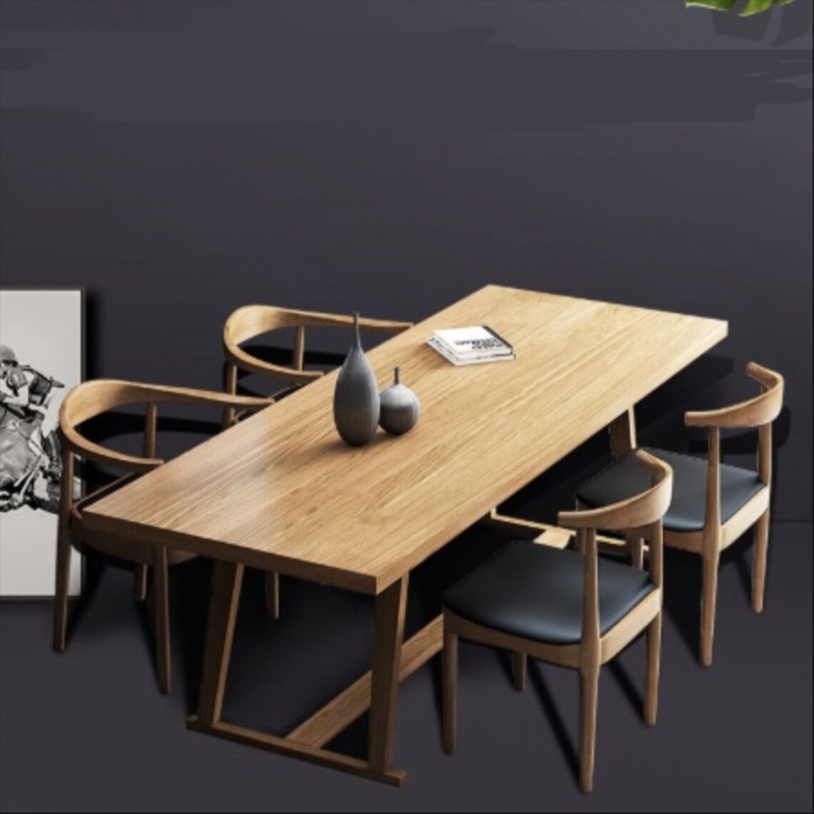 Solid wood conference table and chair combination simple | Etsy