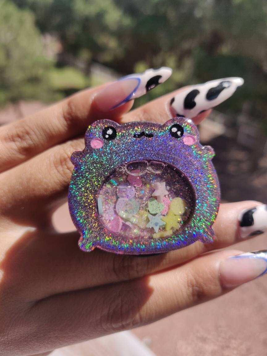 Pink Holographic Pastel Frog Shaker Phone Grip - Etsy