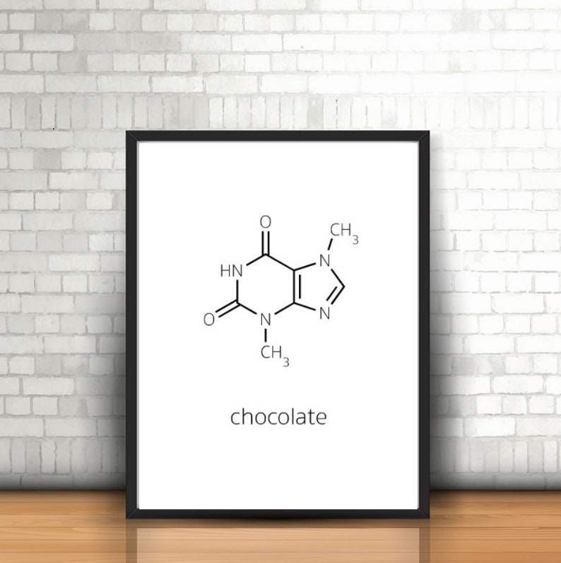 Chocolate Molecule Print, Science Poster, Printable, Minimalist Print ...