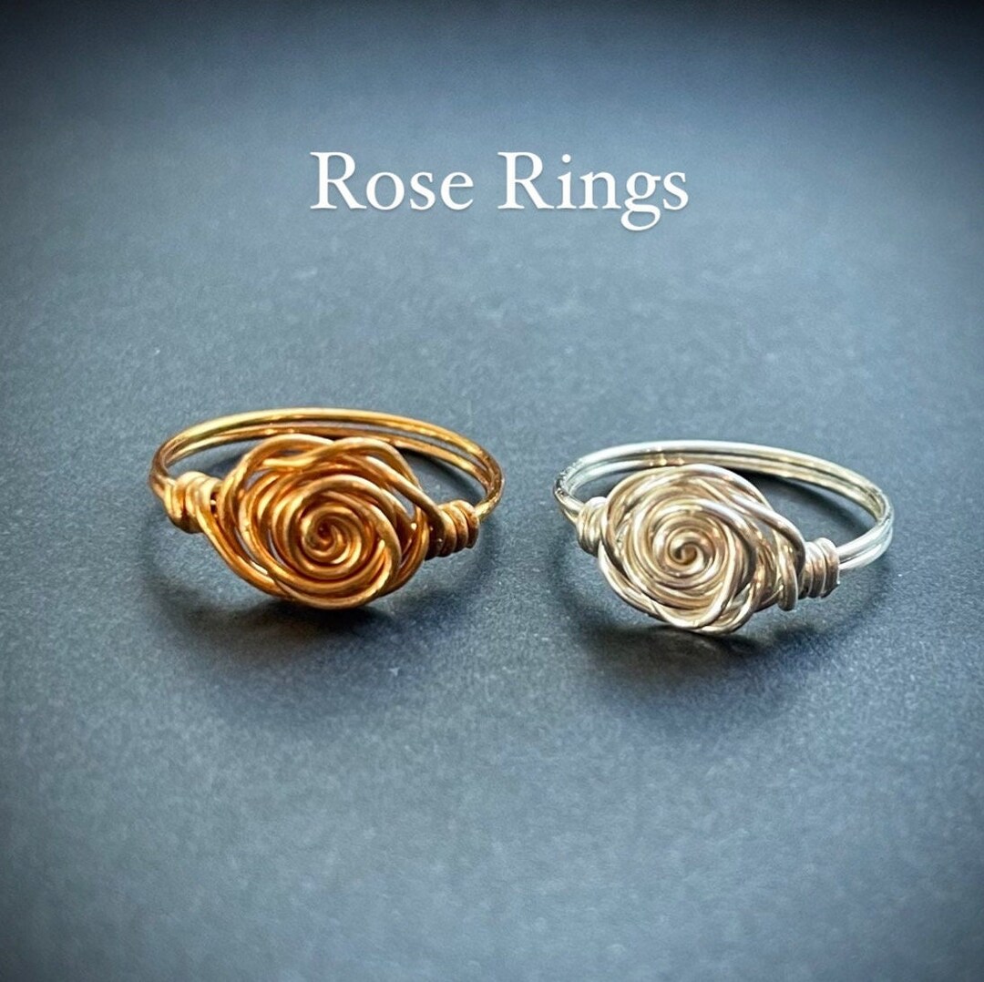 Rose Ring, Non-tarnish, Gold and Silver, Crystal Flower, Ethically Sourced, Wire Wrapped Rings ...