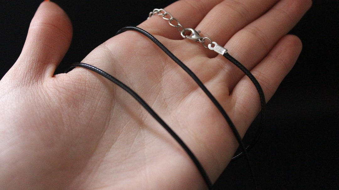 Adjustable Black Waxed Cotton Chain Necklaces for Pendants ...