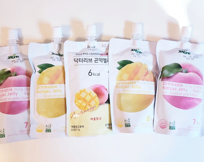 5 Tube of Low Calorie Korean Drinkable Konjac Jelly Healthy Snack, Meal Replacement 0 Gram Sugar ...