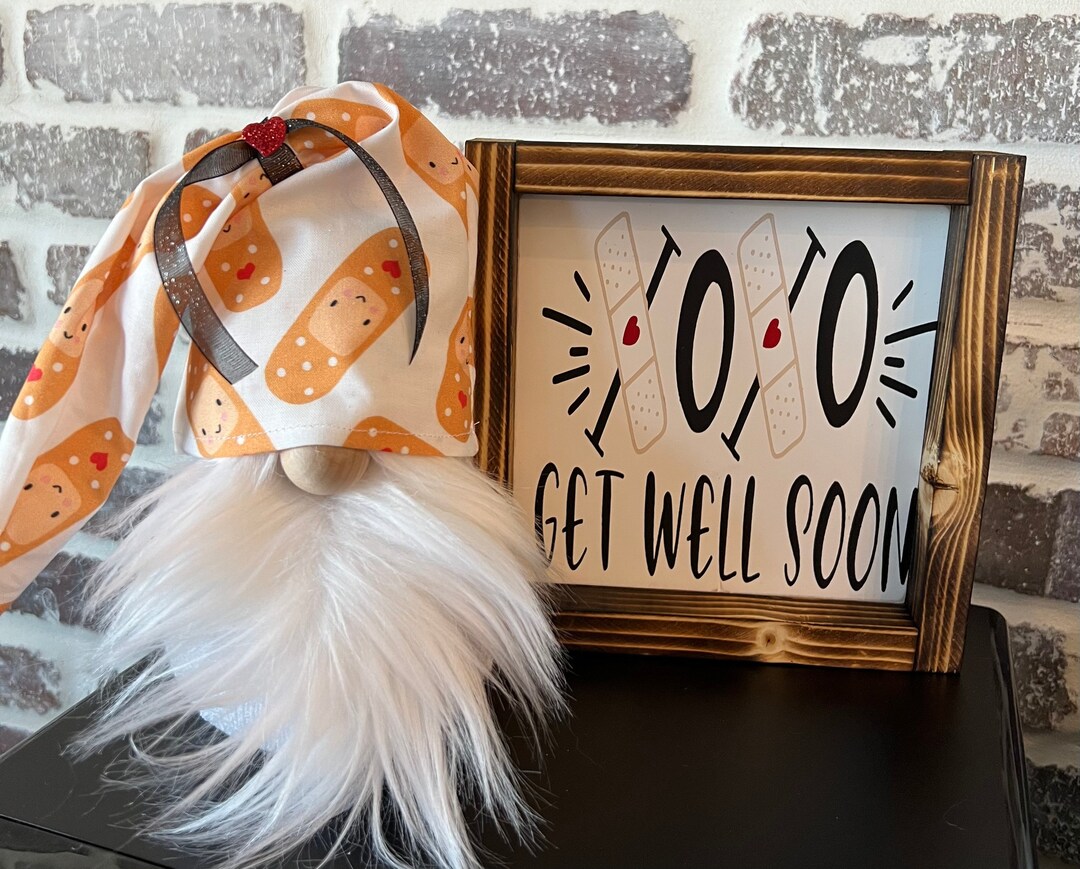 Get Well Soon Gnome and Sign Set - Etsy