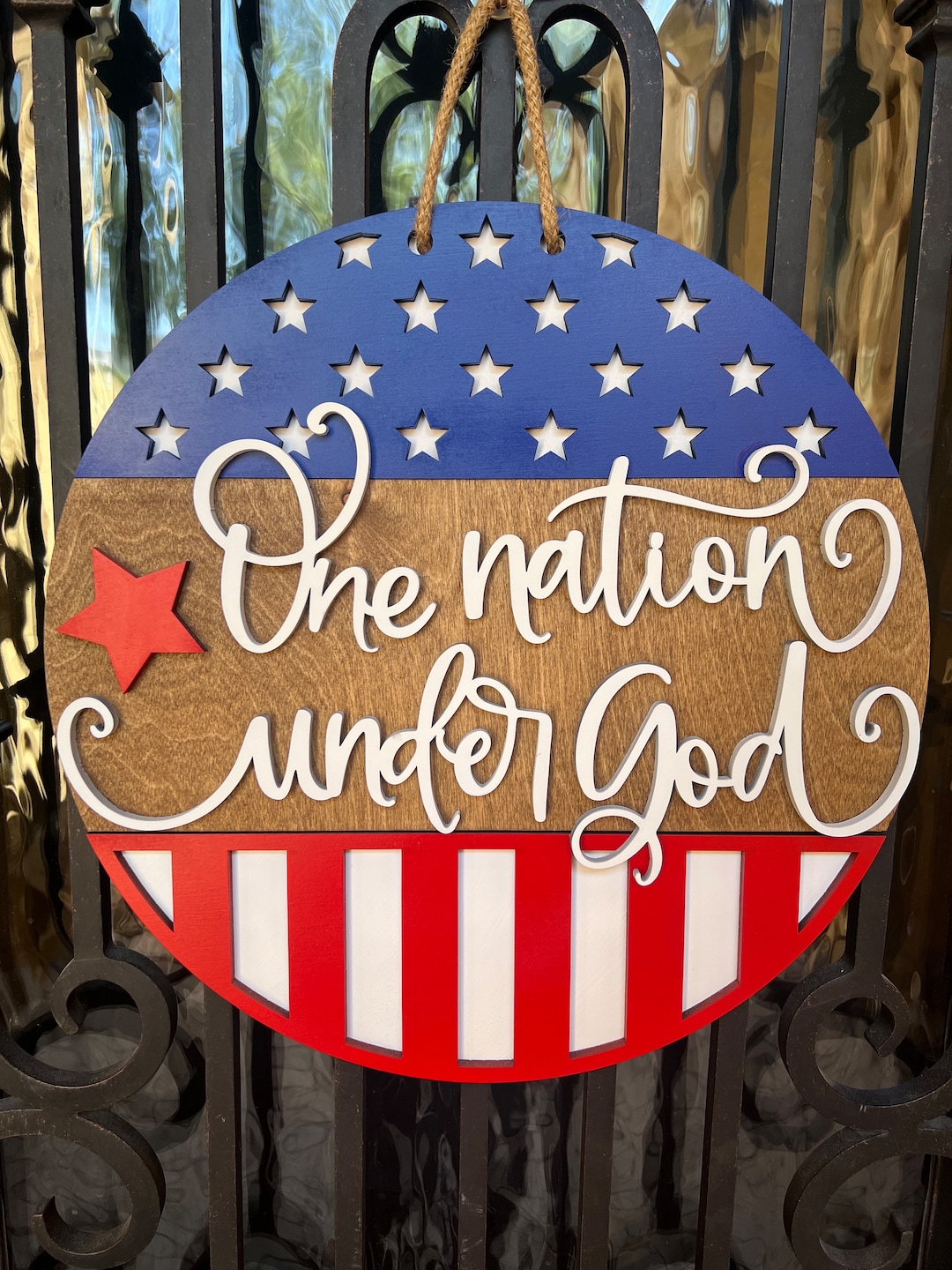 One Nation Under God Front Door Sign - Etsy