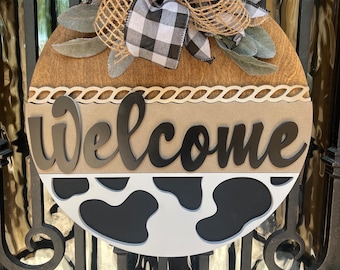Cow Print Welcome Sign - Etsy