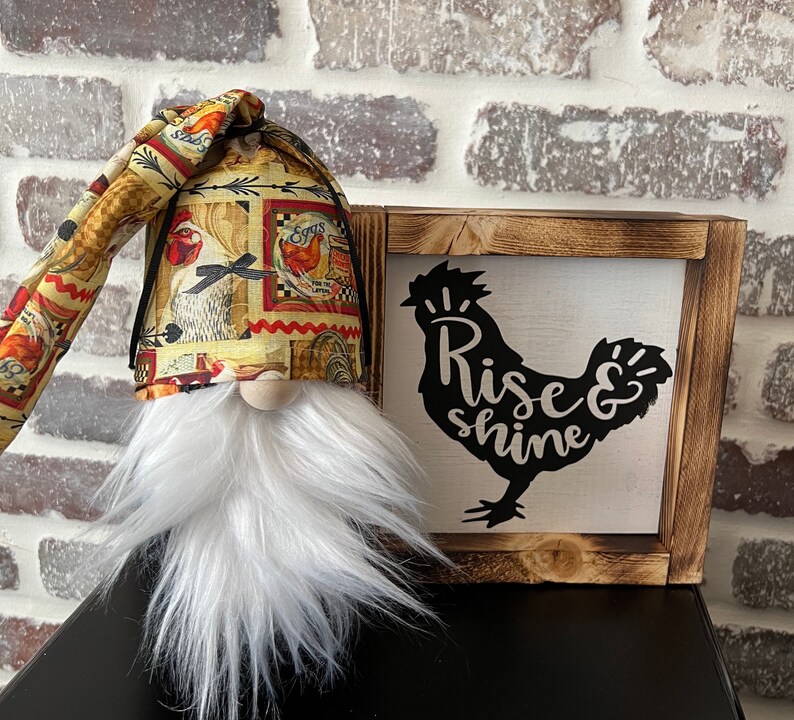 Rooster Rise and Shine Gnome and Sign Set - Etsy