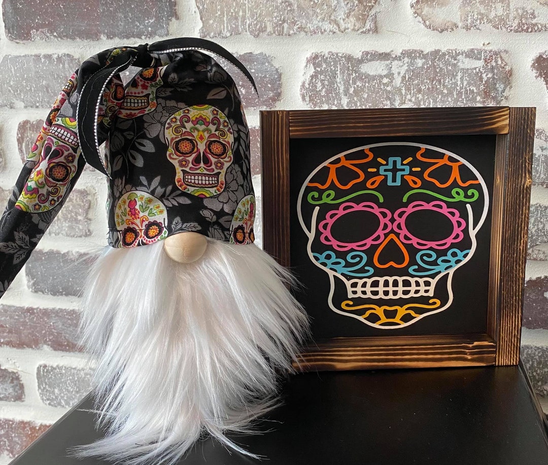 Sugarskull Gnome and Sign Set - Etsy