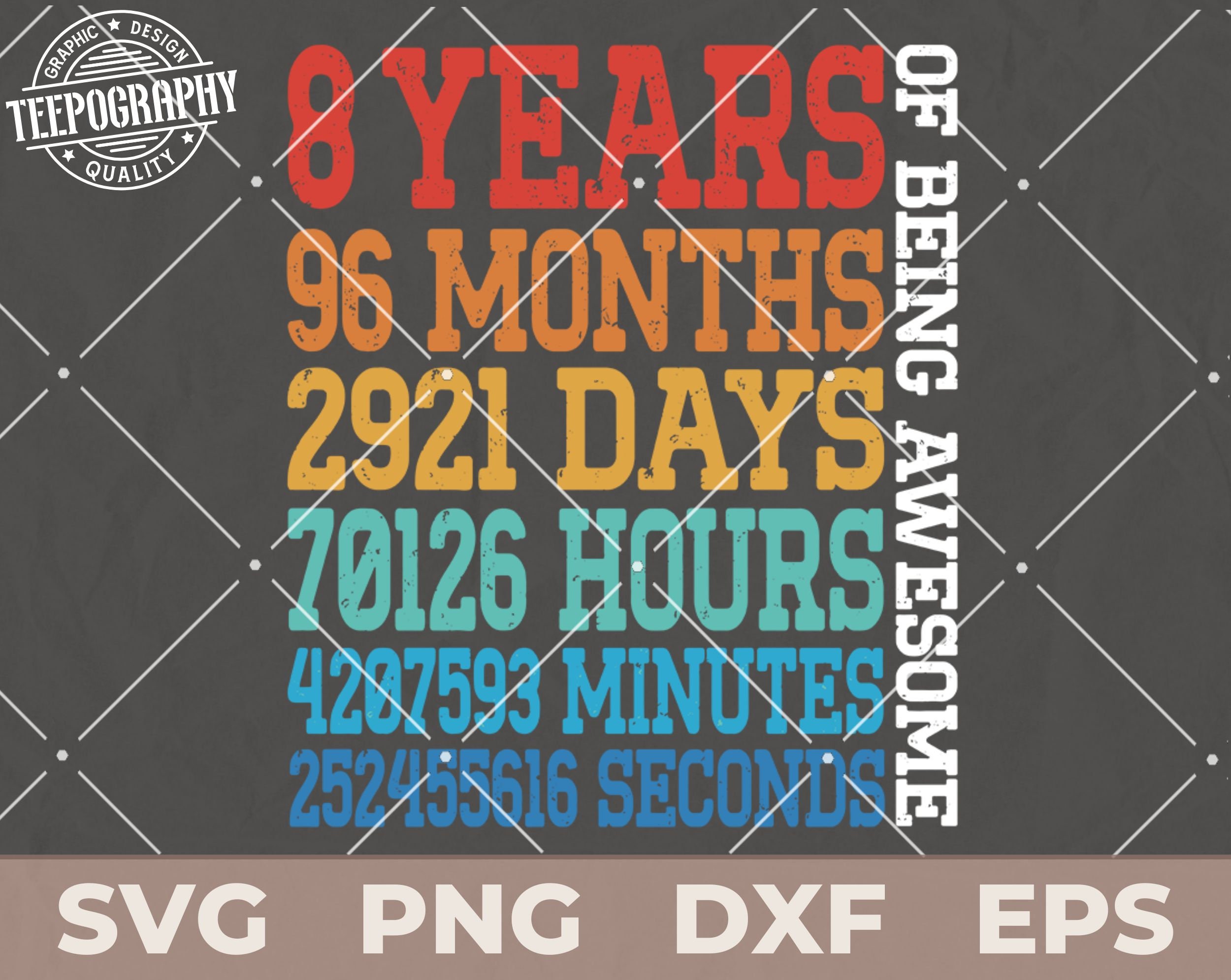 8 Years of Being Awesome | 8 Year Svg, 8 Year Old Svg, 8 Year Word Art ...