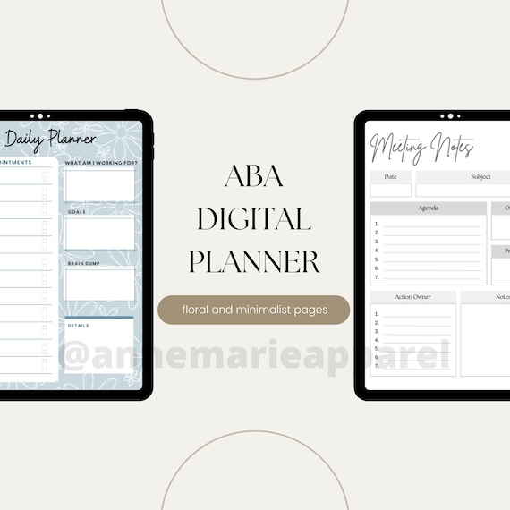 ABA Digital Planner ABA Printable Planner Pages Behavior - Etsy