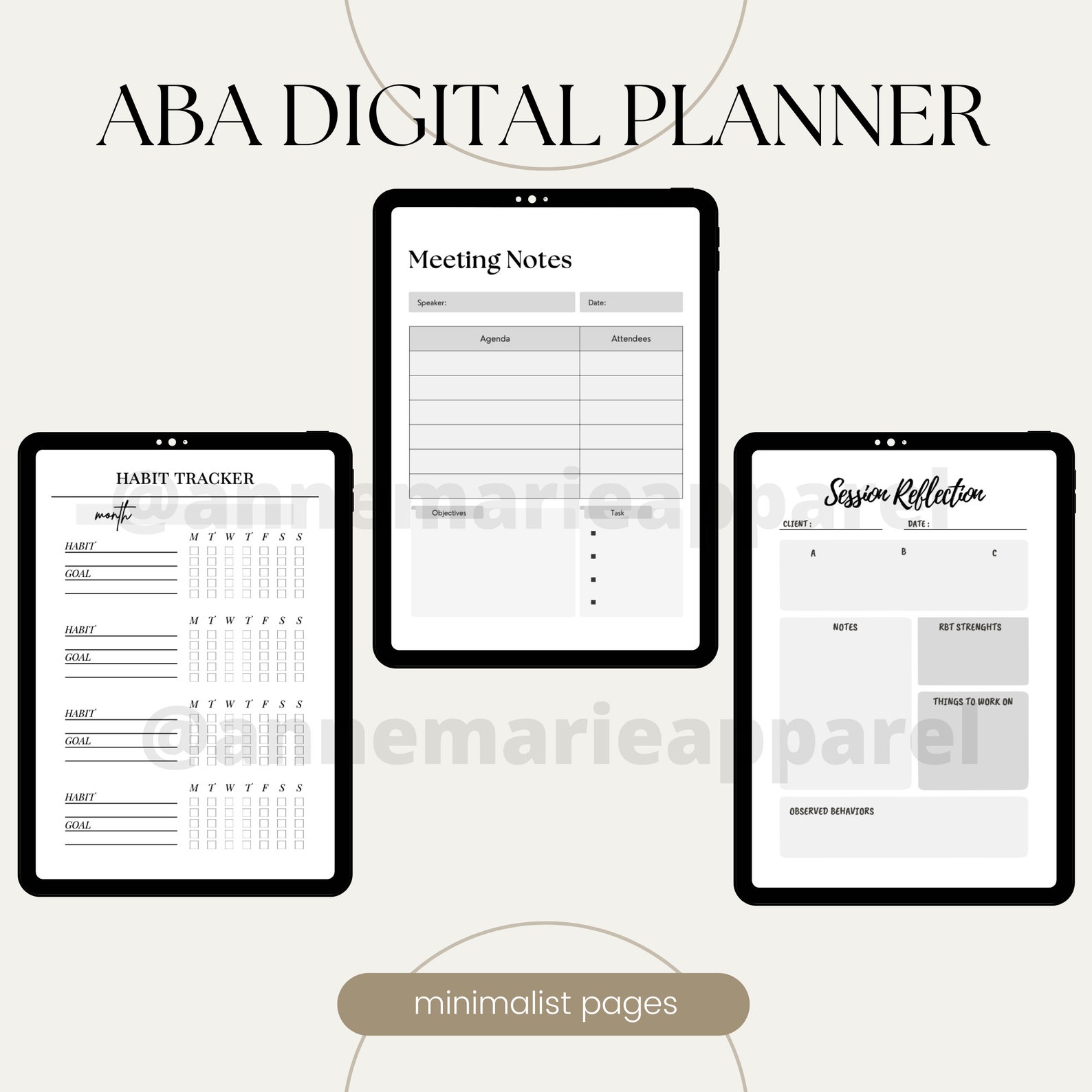 ABA Digital Planner ABA Printable Planner Pages Behavior - Etsy