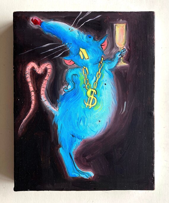 Original Pop Art Painting of an Iced Out NYC Rat With Dollar | Etsy
