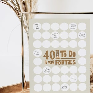 Bucket List 40th, 40 Things to Do in Your Forties Printable Beige ...