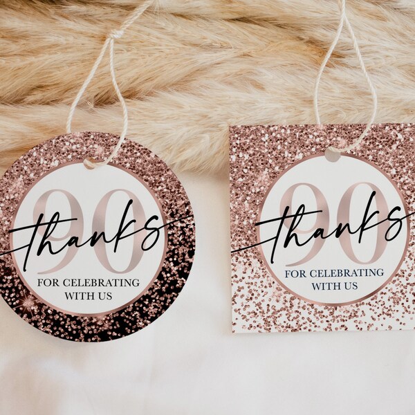90th Birthday Glitter Tags - Etsy