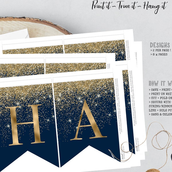 Blue Gold Banner - Etsy