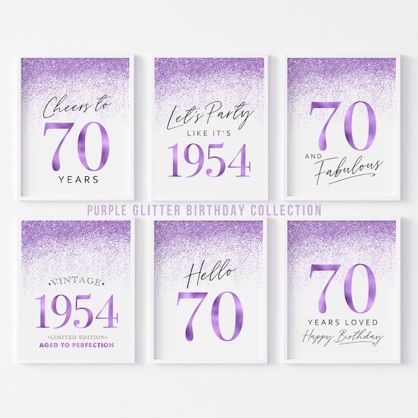 70th Birthday Cards Purple - Etsy