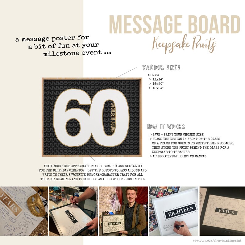 60th Guest Book Poster Printable Birthday Signage Happy 60th - Etsy