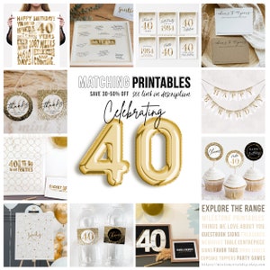 40th Birthday Signatures Number 40 Shape Poster Printable Digital ...