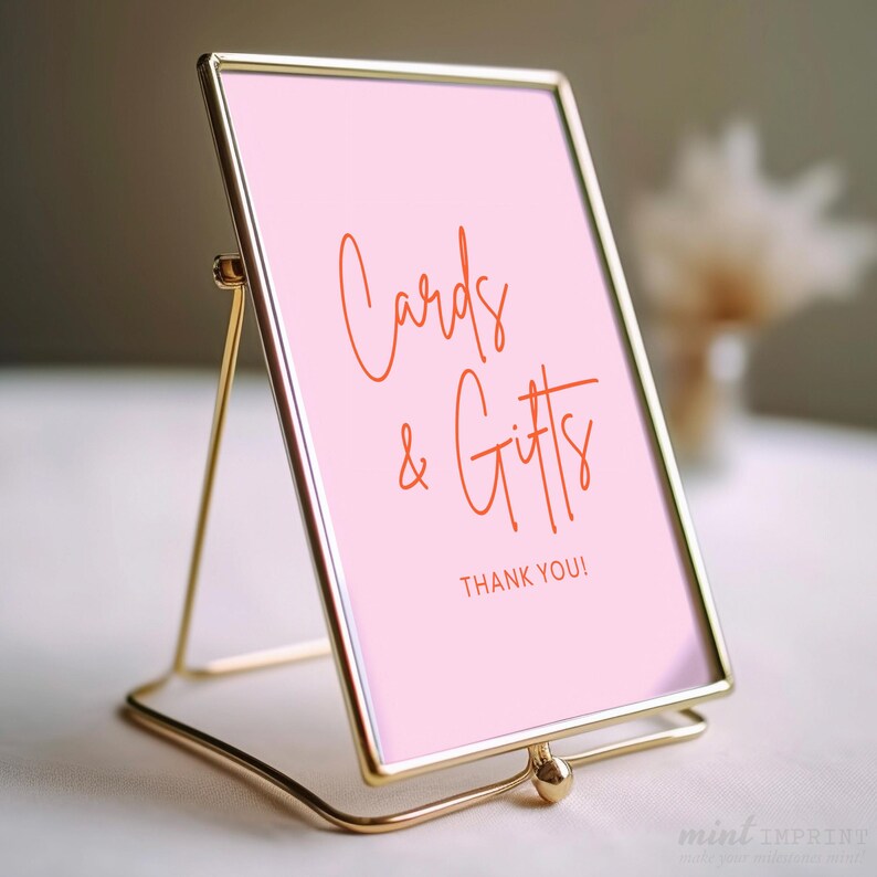Pink & Orange Party Signs for Women, Modern Minimalist Table Decor ...
