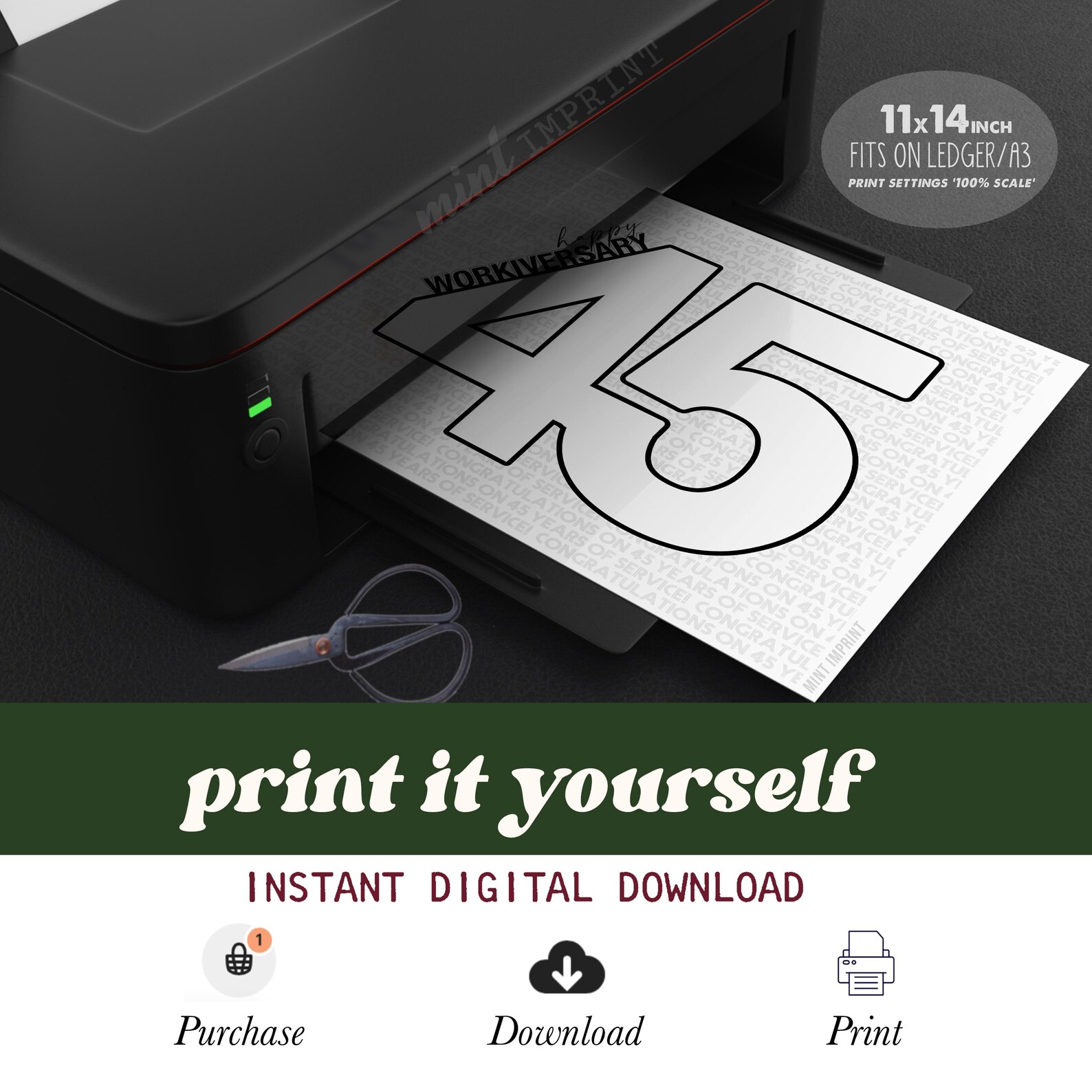 45th Work Anniversary Card Alternative | 45 Years Service | Happy ...